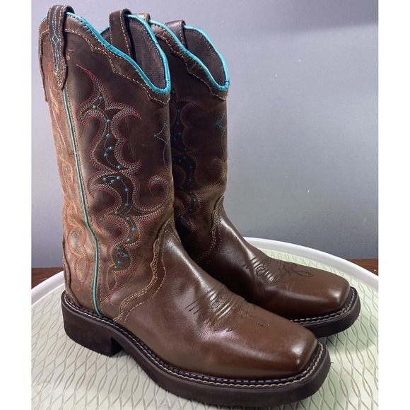 Justin Boots | Shoes | Justin Gypsy Womens Leather Western Brownteal ...
